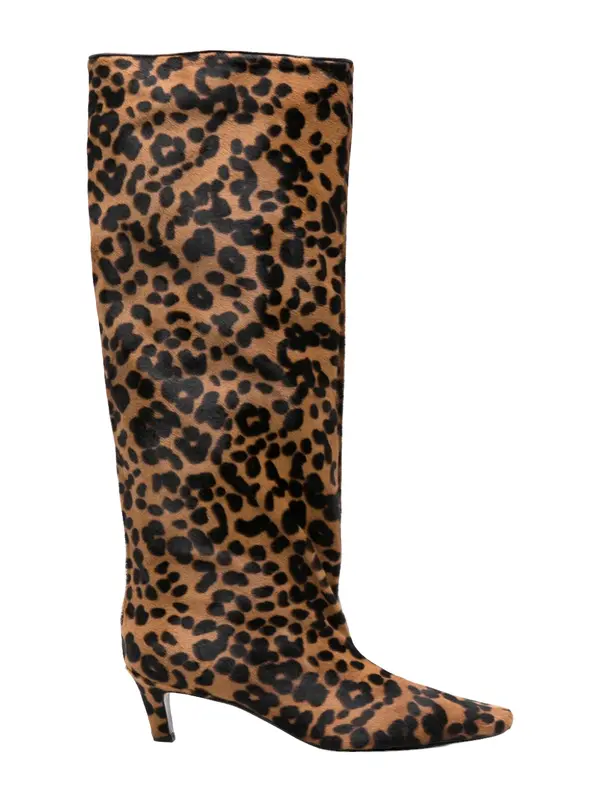 TOTEME 35mm Leopard Print Brushed Boots - Brown