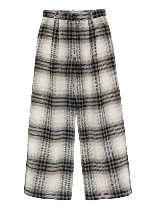 B+AB Check Tucked Trousers - Neutrals