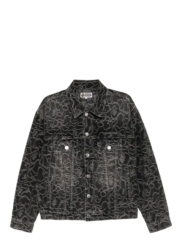 A BATHING APE Logo-embroidered Denim Jacket - Black
