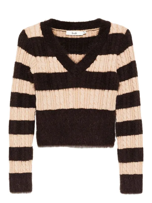 B+AB Striped Knit Jumper - Brown