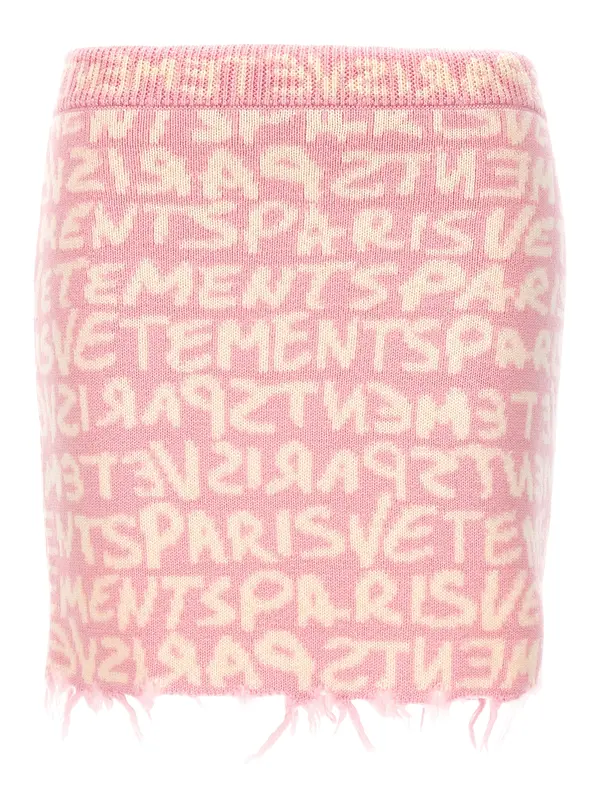Vetements Graffiti Monogram Wool Skirt - Pink
