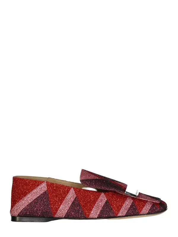 SERGIO ROSSI Glitter Loafers - Red