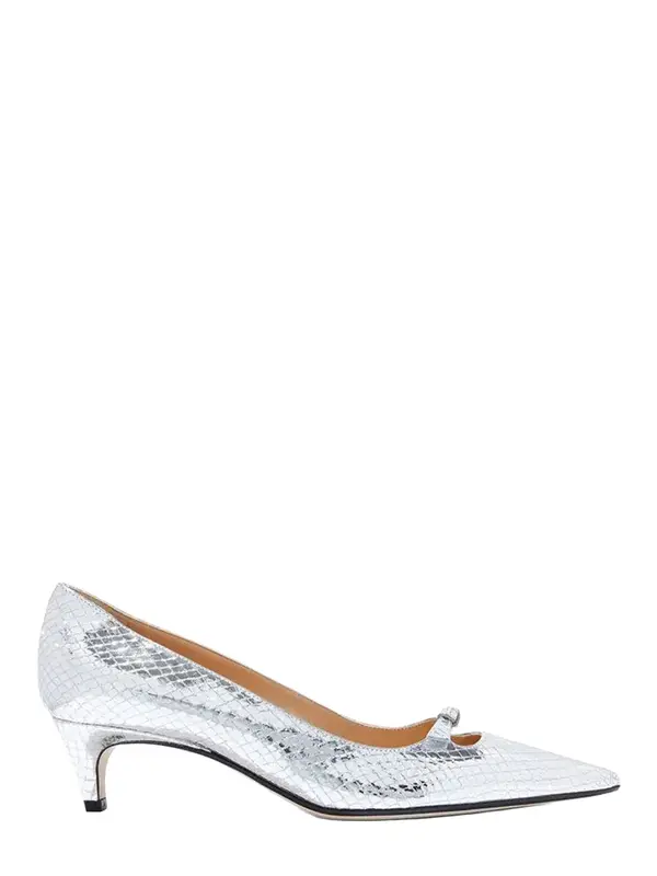 SERGIO ROSSI Isobel 045 Leather Pumps - Silver