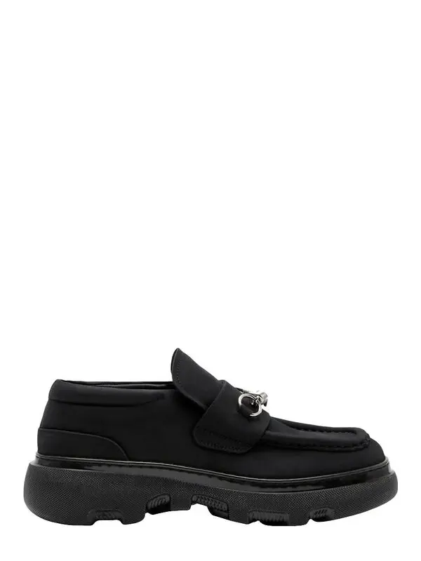 Burberry Nubuck Creeper Clamp Loafers - Black
