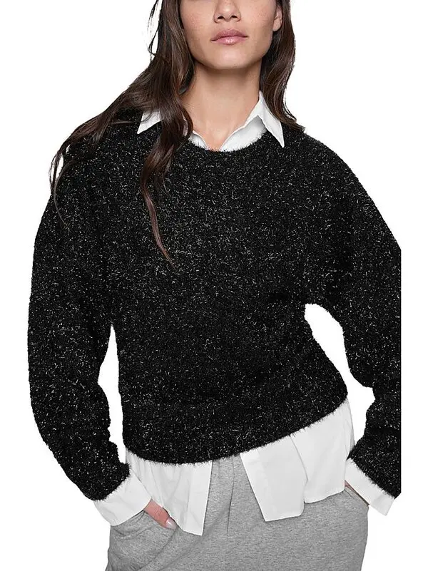 Rebecca Minkoff Henley Lurex Sweater - Black