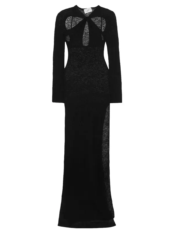Coperni Twisted Cutout Open-knit Maxi Dress - Black