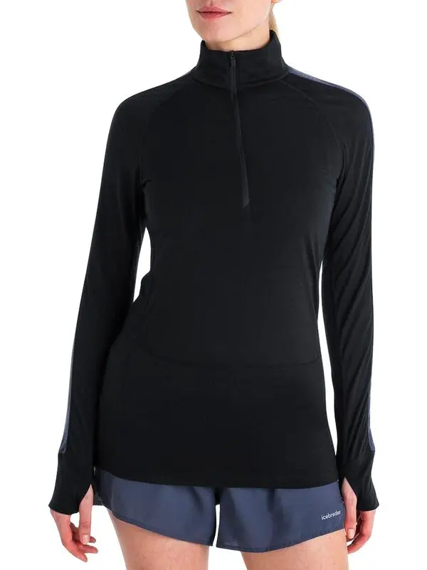 Icebreaker 125 Zoneknit Tencel® Lyocell & Merino Wool Half Zip Pullover - Black/ Graphite/ Cb