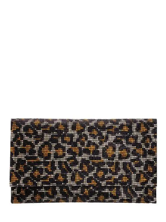 Nina Kimora Crystal Clutch - Gold Leopard