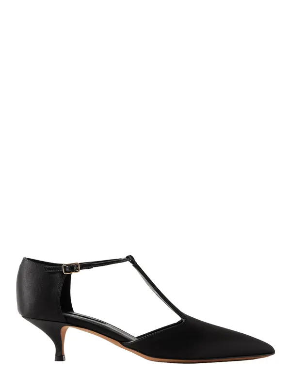 EMME PARSONS Leandra Satin Point-toe Pumps - Black