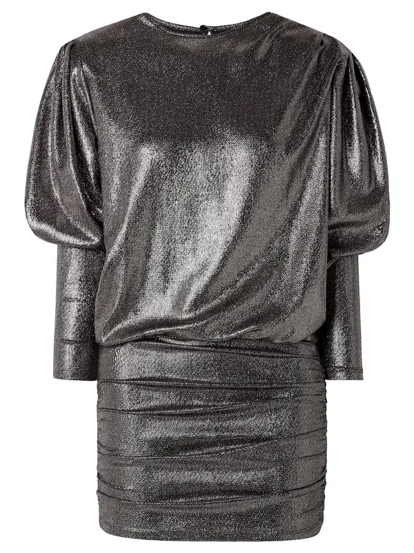 MARANT ETOILE Britany Ruched Metallic Mini Dress - Black