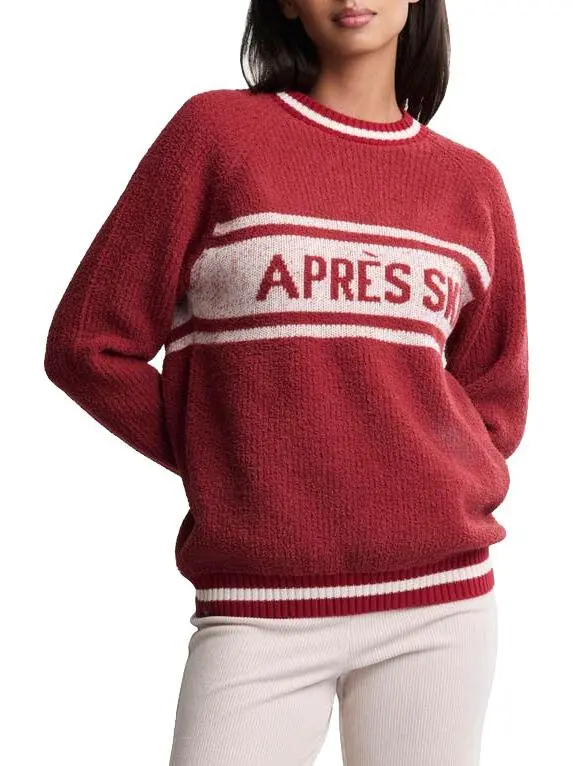 Barefoot Dreams Cozychic® Aprés Ski Sweater - Crimson-cream