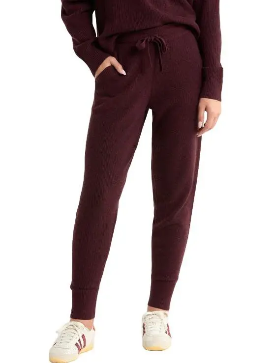 Zella Wool & Cashmere Knit Joggers - Burgundy Fudge Heather