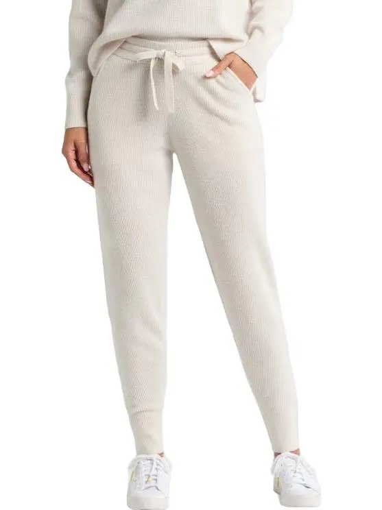Zella Wool & Cashmere Knit Joggers - Ivory Egret Light