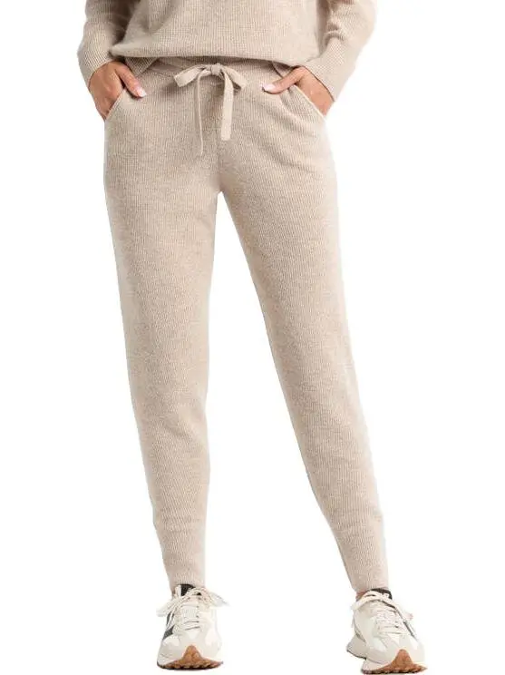 Zella Wool & Cashmere Knit Joggers - Tan Oxford Heather