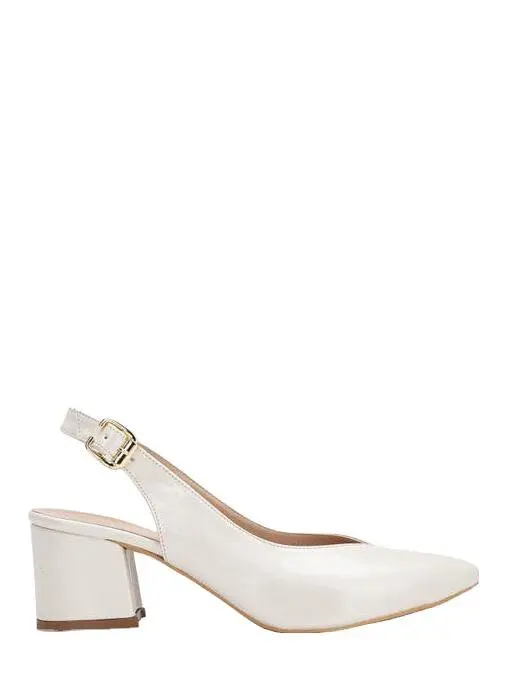 FOREVER & ALWAYS SHOES Emma Slingback Heels - Ivory