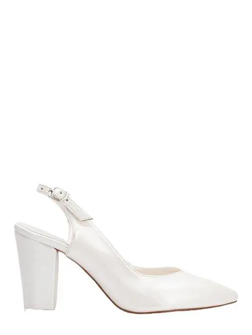 FOREVER & ALWAYS SHOES Emma Slingback Heels - Ivory