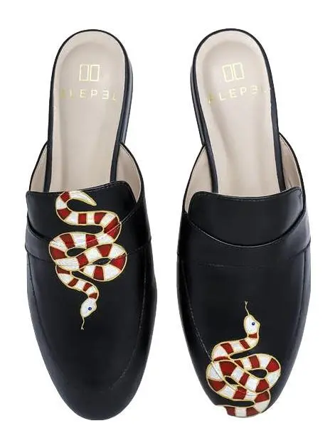 ALEPEL Snake-embellished Mules - Gold Snake