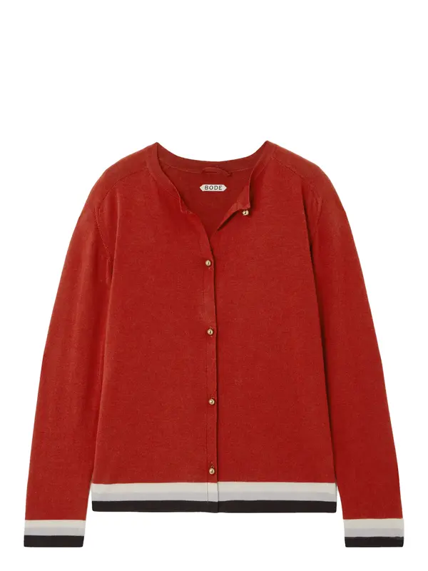BODE Fairground Merino Wool Cardigan - Red