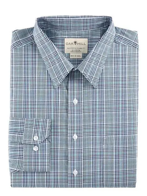 OAK HILL BY DXL Plaid Dress Shirt - Blue Multi