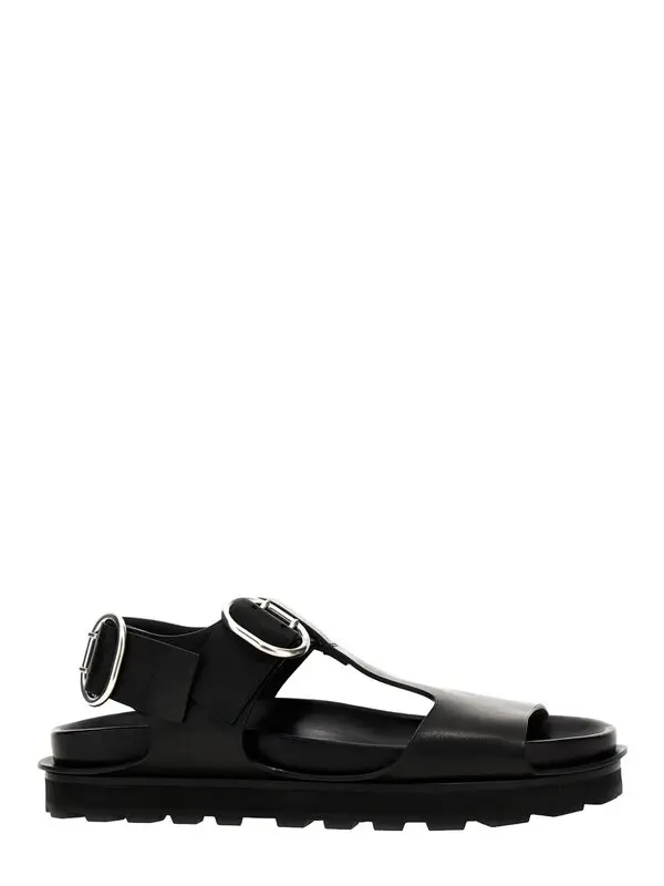 JIL SANDER Leather Sandals - Black