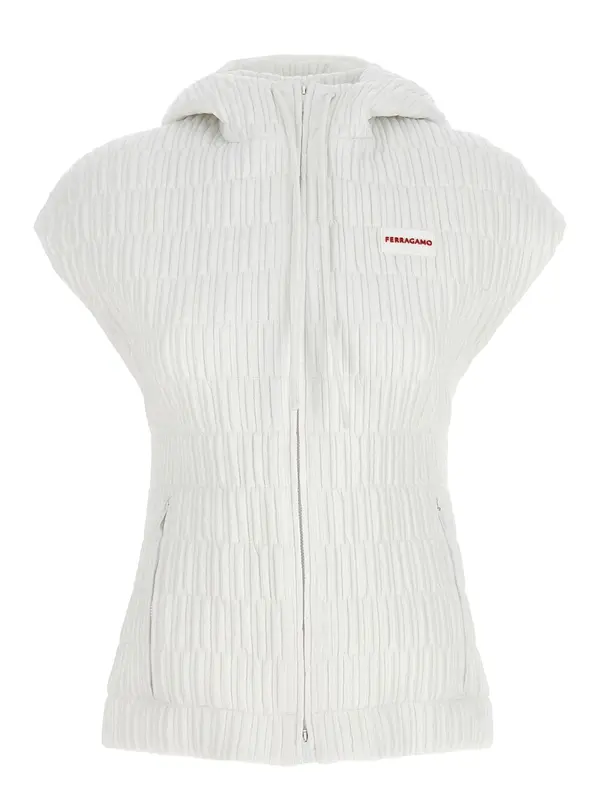 FERRAGAMO Hooded Gilet - White