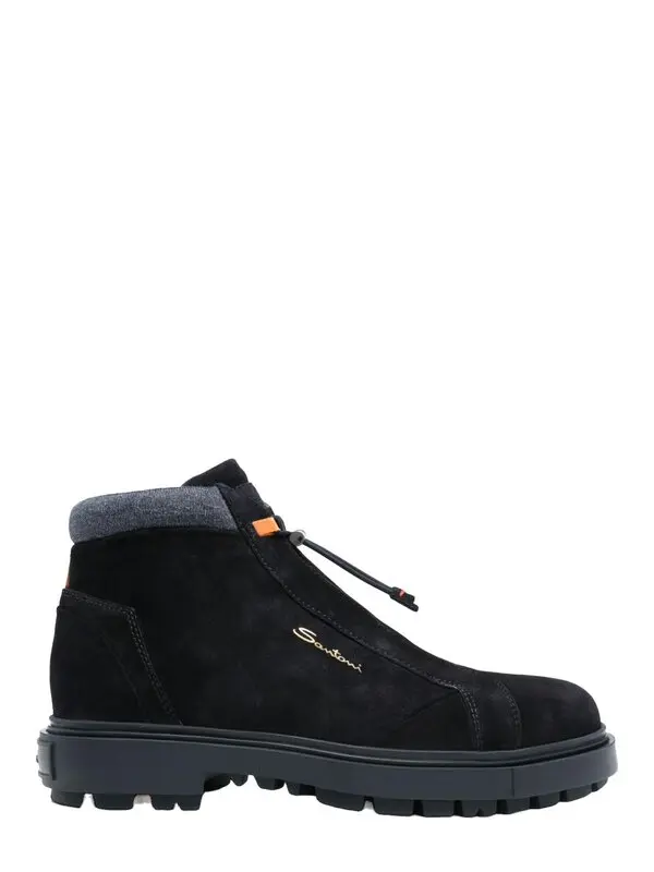 Santoni Suede Ankle Boots - Blue
