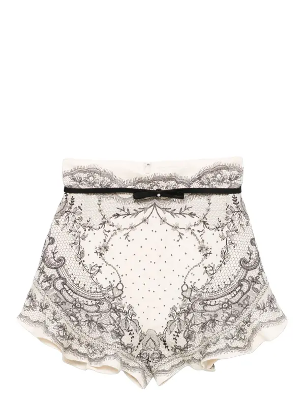 Zimmermann Crush Frill Shorts - Neutrals