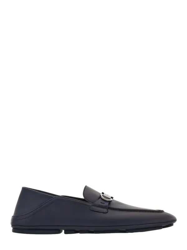 FERRAGAMO Gancini-plaque Loafers - Blue