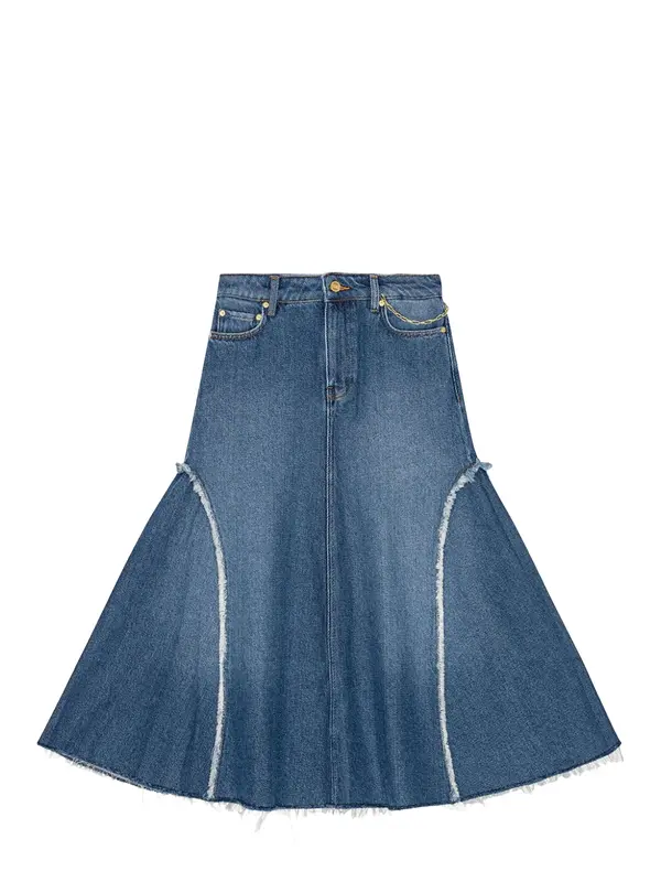 GANNI Denim Midi Skirt - Blue