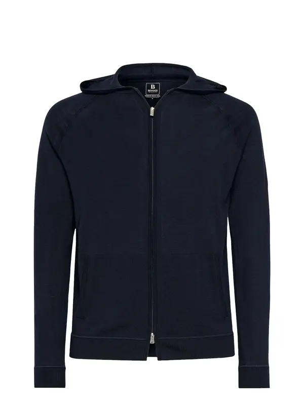 Boggi Milano Merino-wool Zip Hoodie - Blue