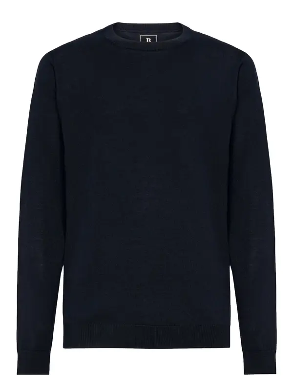 Boggi Milano Merino-wool Crew-neck Sweater - Blue