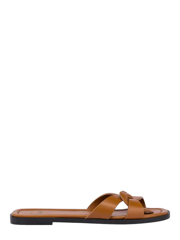 Moschino Leather Slides - Brown