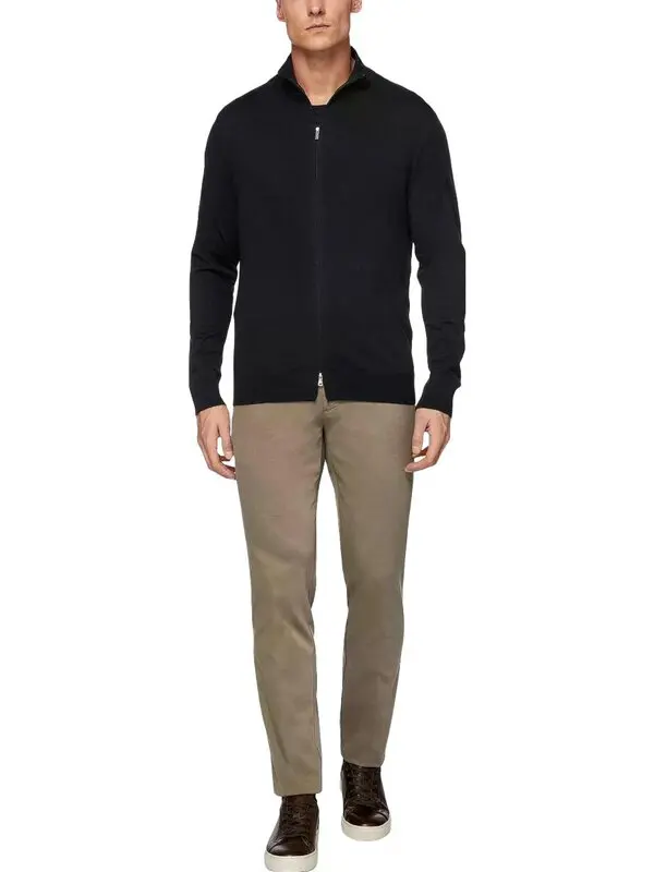 Boggi Milano Merino Wool Zip Cardigan - Midnight Navy