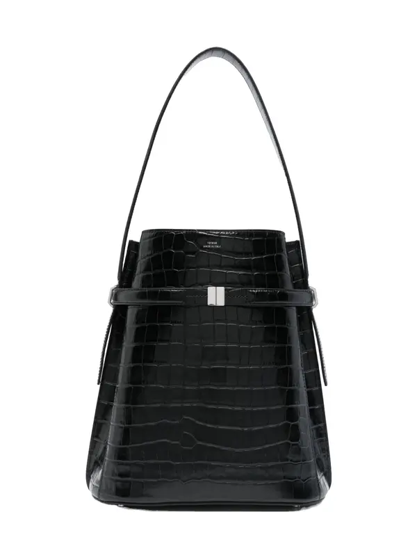 TOTEME Croc-embossed Bucket Bag - Black