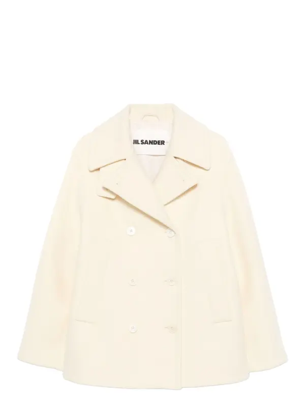 JIL SANDER Double-breasted Wool Pea Coat - Neutrals