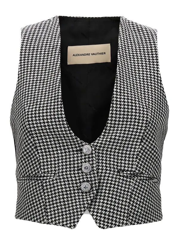 Alexandre Vauthier Houndstooth Waistcoat - White