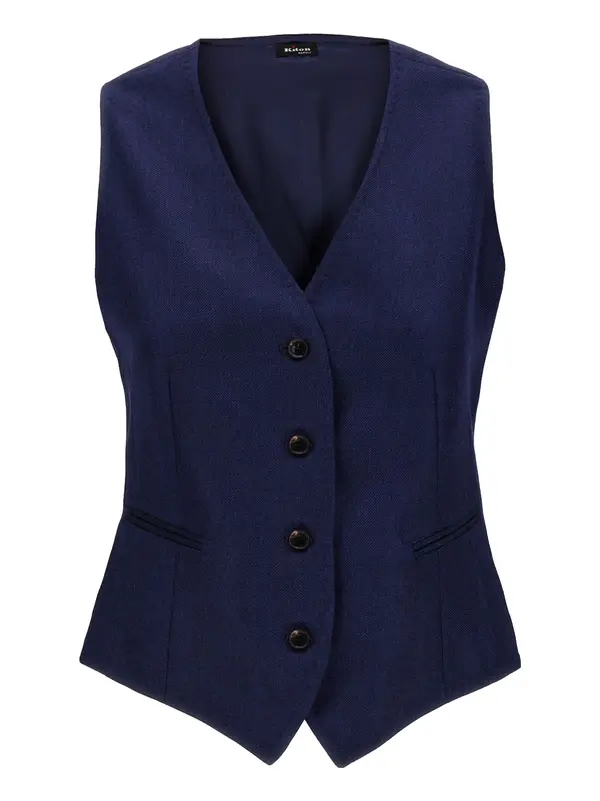 Kiton Twill Waistcoat - Blue