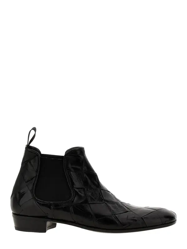 LIDFORT Interwoven Leather Ankle Boots - Black