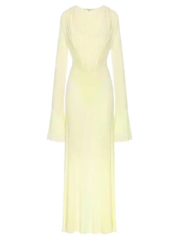MANURI Draped Long-sleeve Dress - Yellow