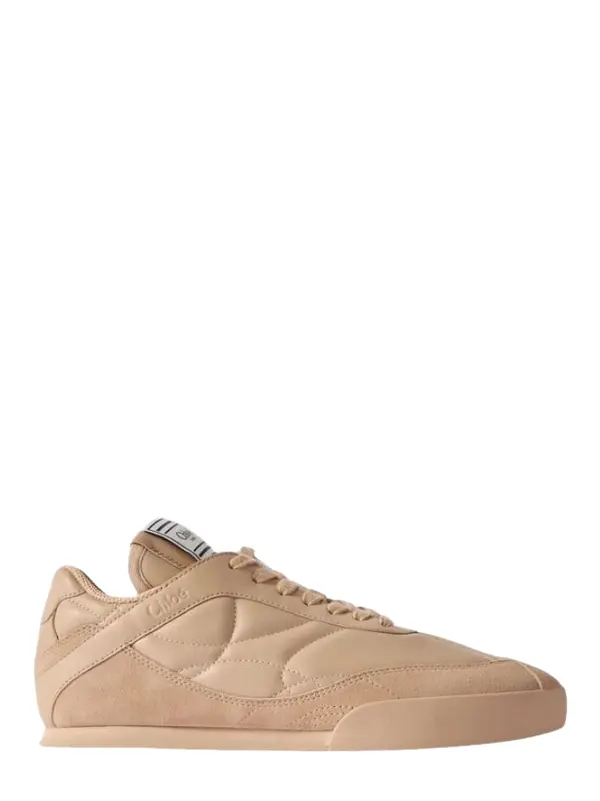Chloé Kick Suede-trimmed Quilted Leather Sneakers - Neutrals