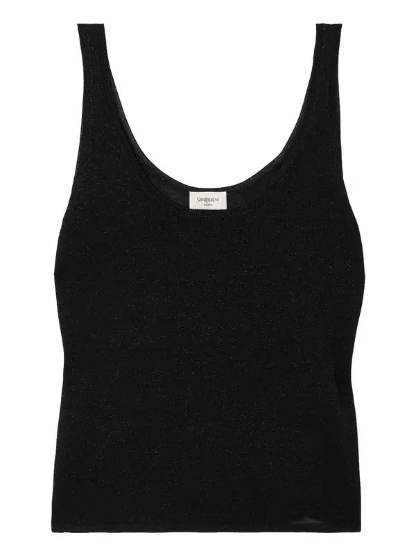 Saint Laurent Metallic Knitted Tank - Black