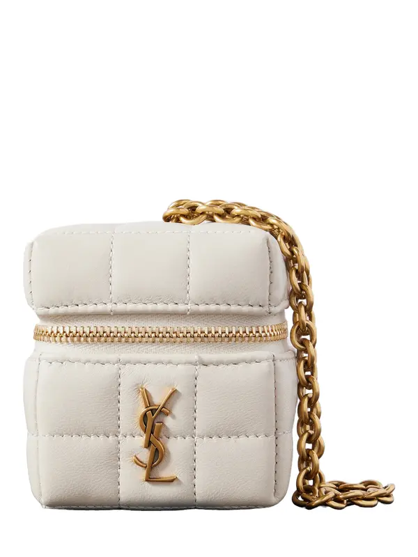 Saint Laurent Cassandre Matelassé Carré Mini Pouch - White