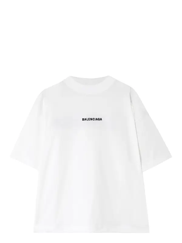 Balenciaga Embroidered Cotton-jersey T-shirt - White