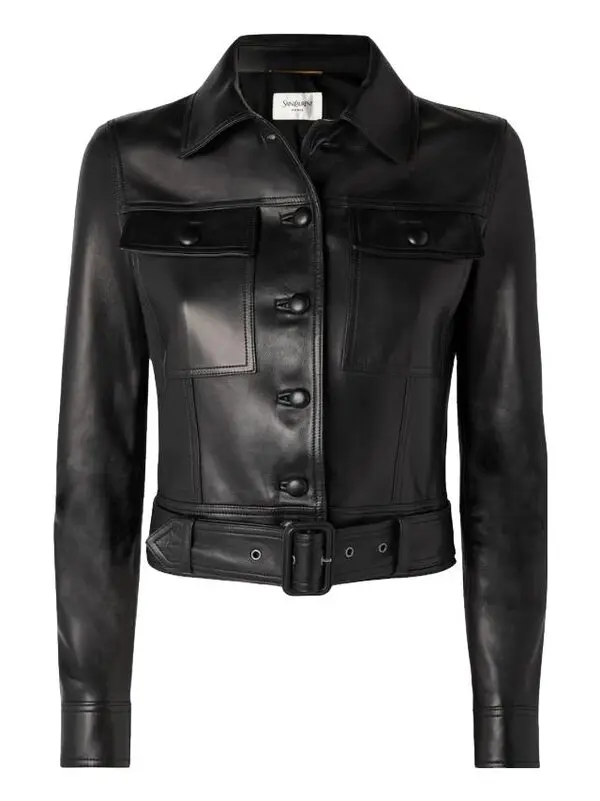 Saint Laurent - SAINT LAURENT Belted Leather Biker Jacket