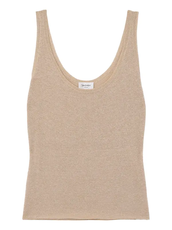 Saint Laurent Metallic Knitted Tank - Neutrals