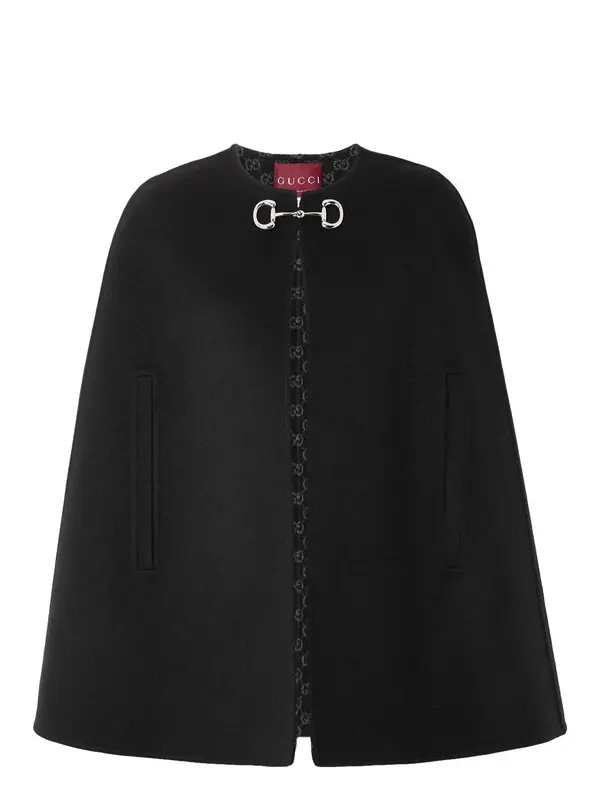 Gucci Horsebit-embellished Wool And Silk-blend Cape - Black