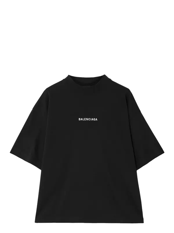 Balenciaga Embroidered Cotton-jersey T-shirt - Black