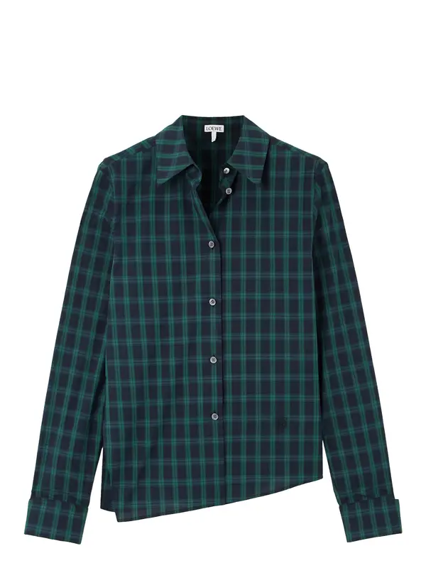 Loewe Asymmetric Checked Cotton-poplin Shirt - Blue