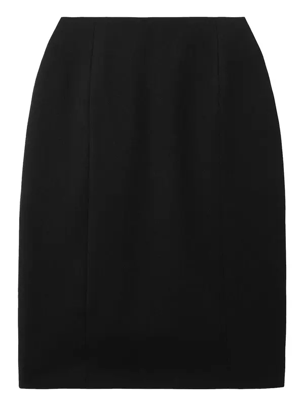 Balenciaga Hourglass Grain De Poudre Wool Midi Skirt - Black