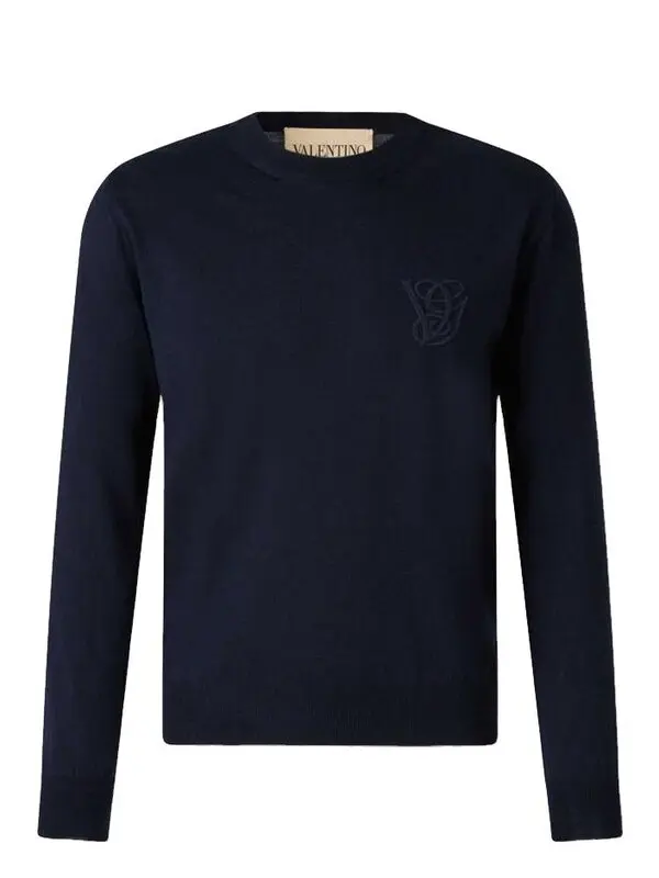 Valentino Garavani Embroidered Wool Sweater - Midnight Blue